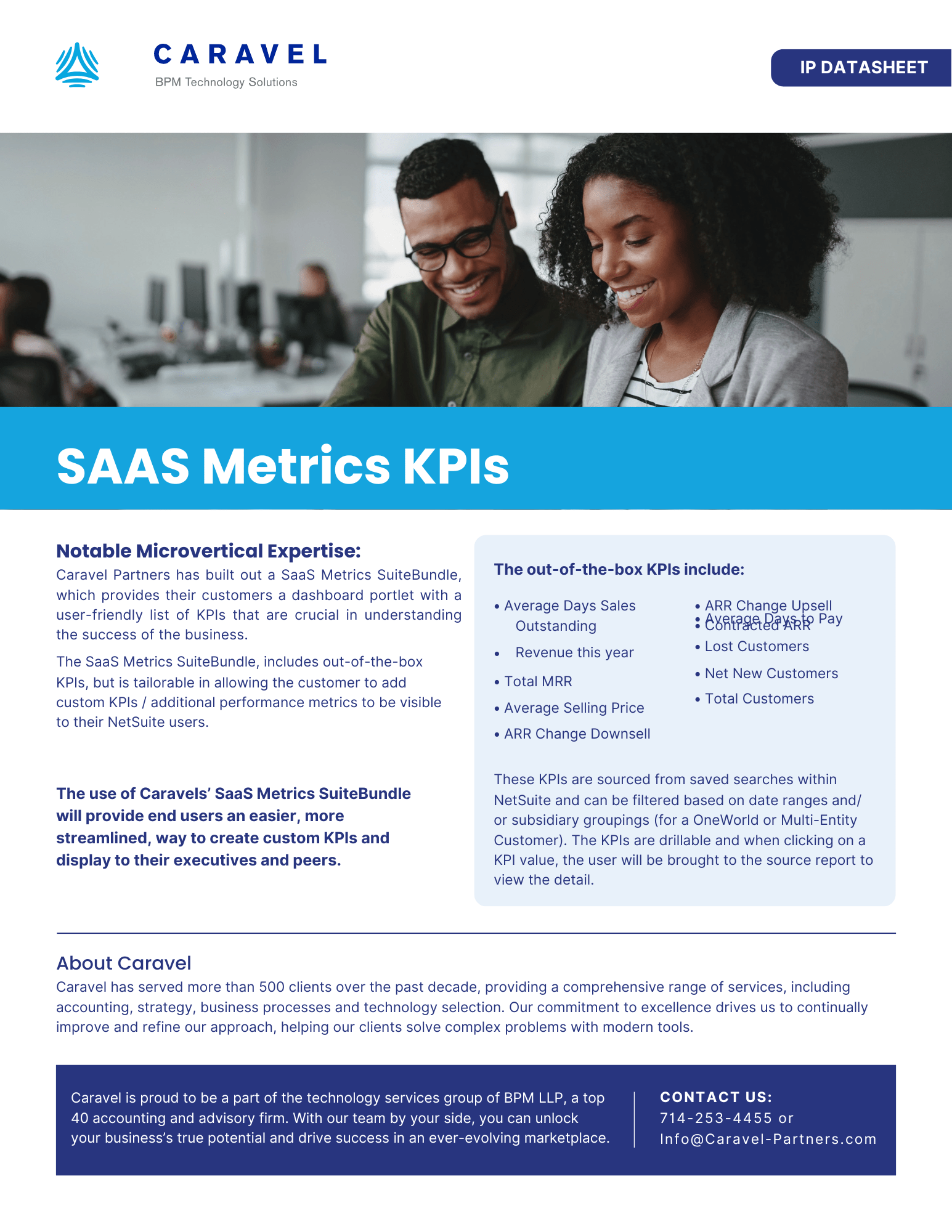 Caravel Datasheet | SAAS Metrics KPIs - Caravel, BPM Technology Solutions